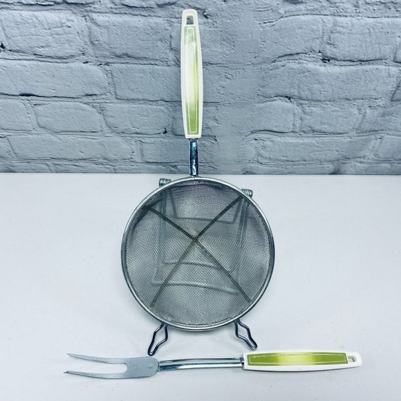 Ekco | Kitchen | Vintage Ekco Usa Metal Mesh Strainer And Serving Fork ...